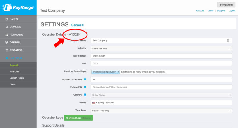 Account Number - Shop PayRange